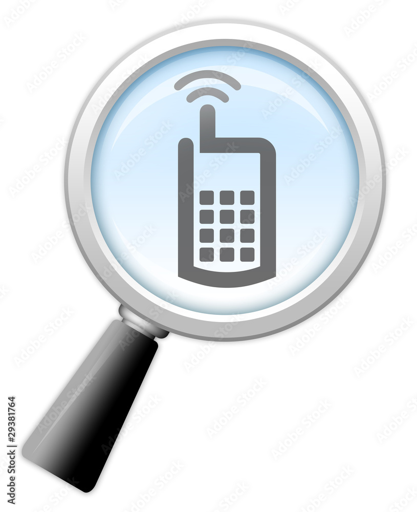 Magnifying Glass Icon "Cell Phones" Stock Illustration | Adobe Stock