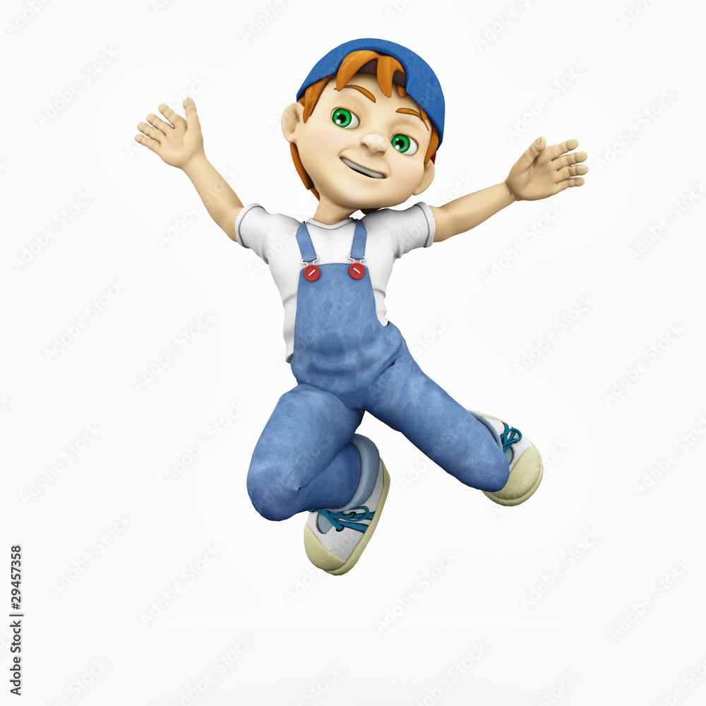 cartoon boy - happy jump Stock Illustration | Adobe Stock