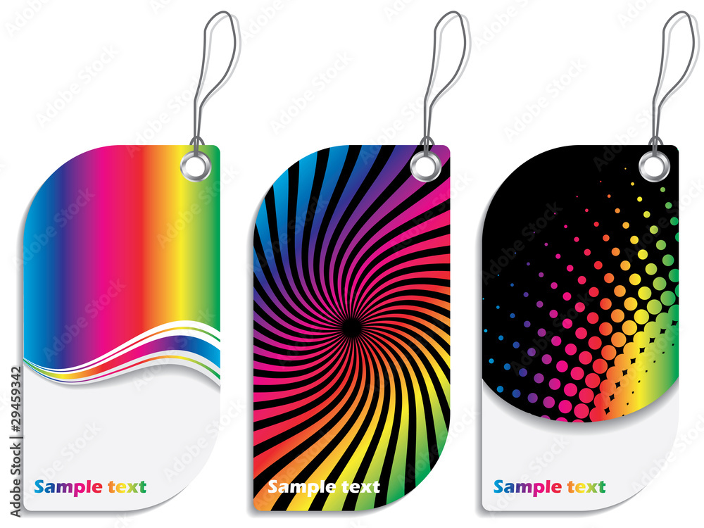 Rainbow colored label design set Stock Vector | Adobe Stock