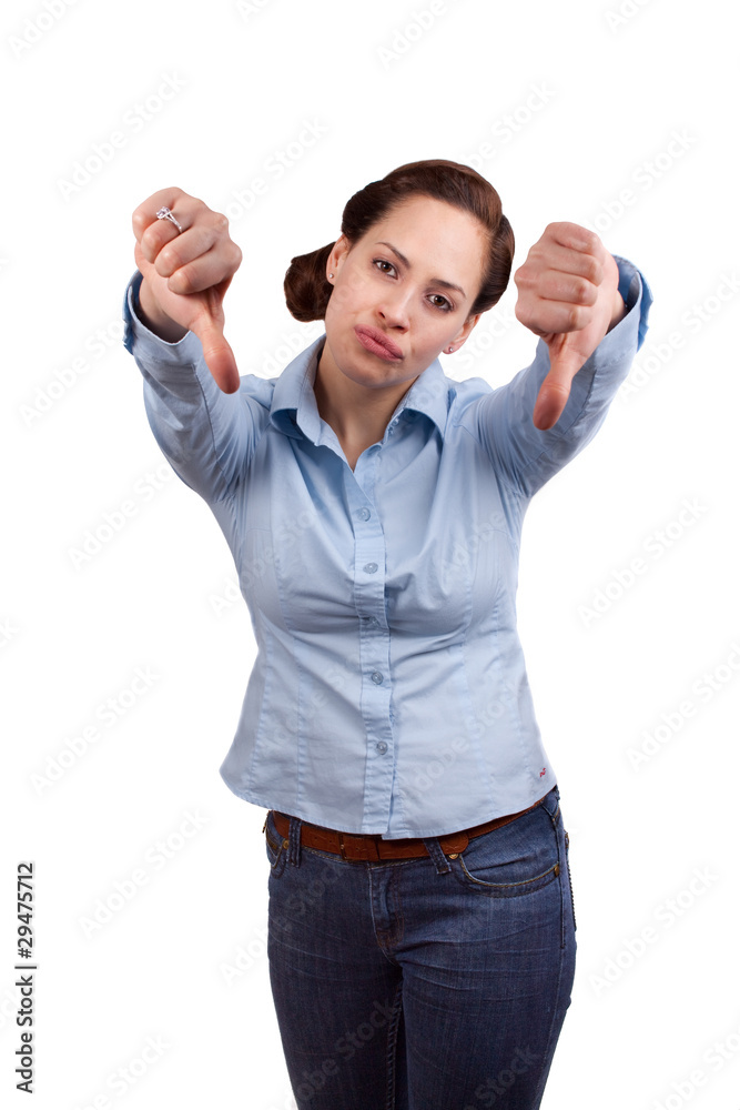 Daumen runter Frau Stock Photo | Adobe Stock