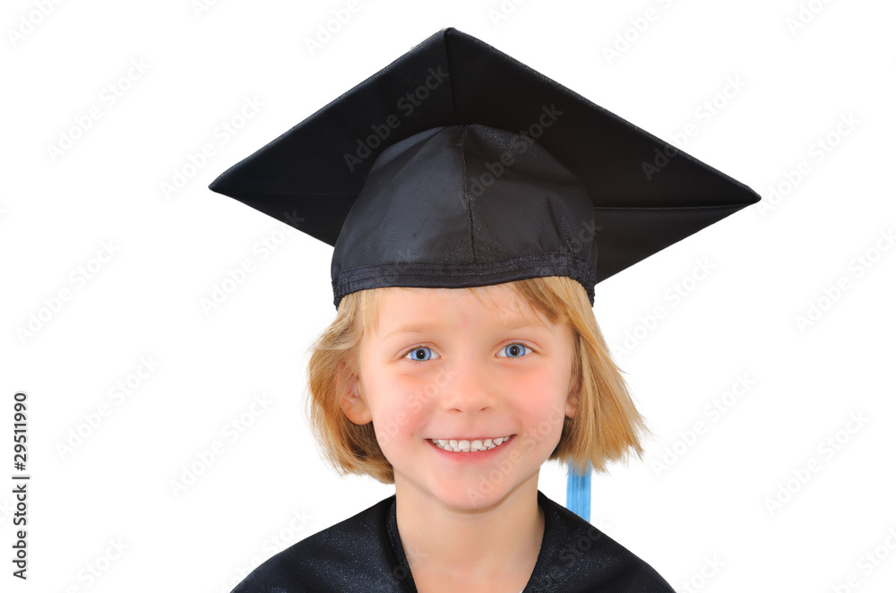 Cute little girl in graduation dress Stock Photo | Adobe Stock