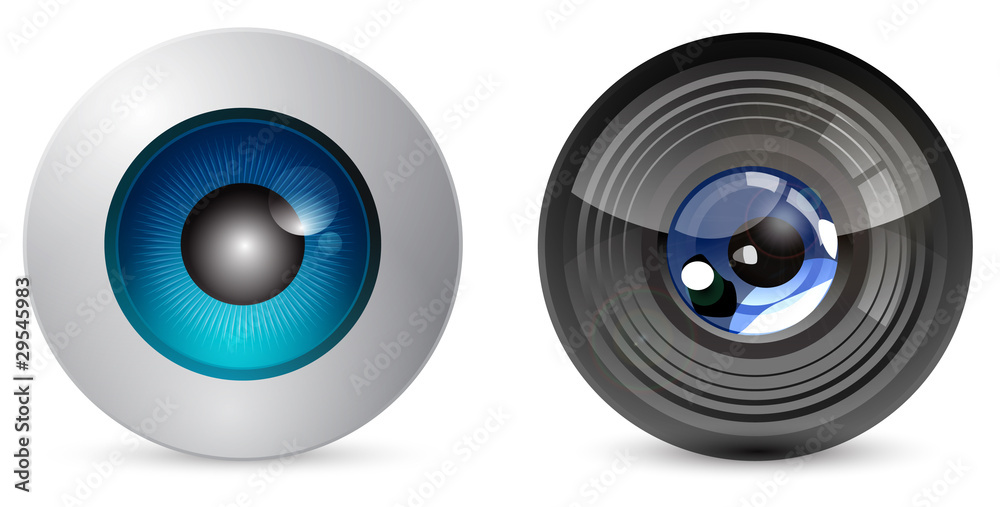 comparison about human eyeball with camera lens Stock Vector | Adobe Stock