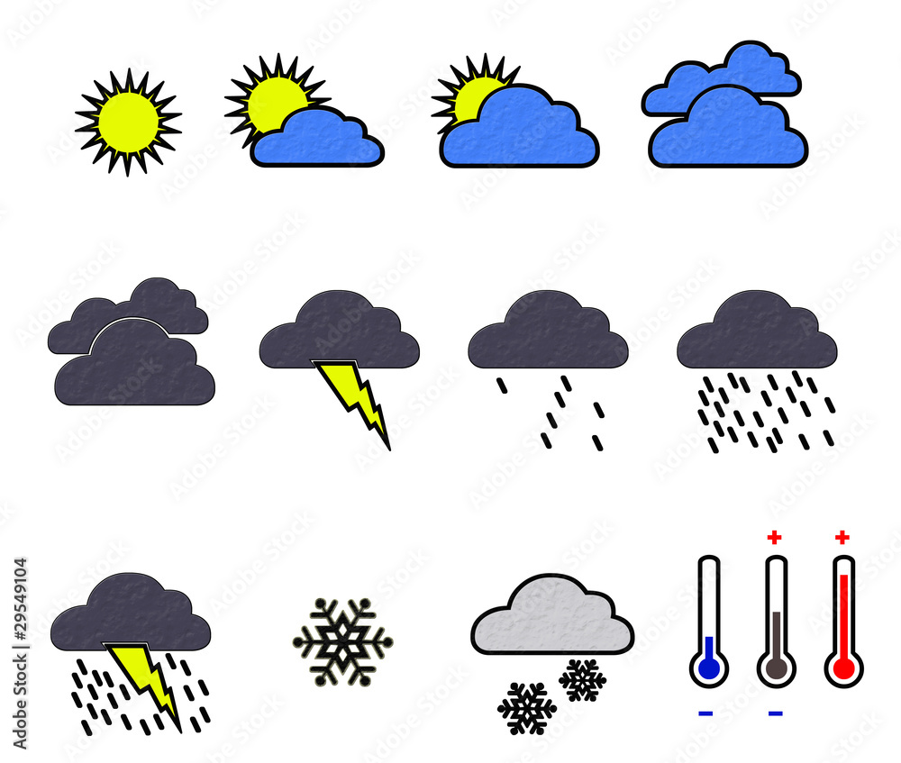 Symboles météo couleur Illustration Stock | Adobe Stock