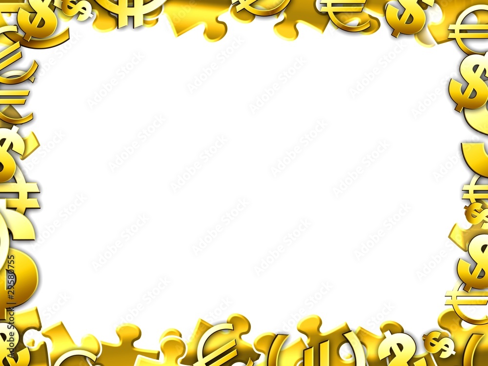 money gold concept illustartion border frame isolated on white Stock ...