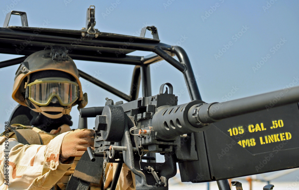An M2 50 cal. Machinegun on a Desert Patrol Vehicle. Stock Photo ...