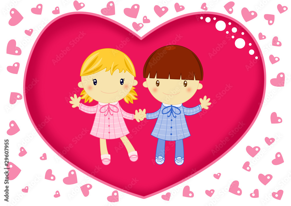 Illustrazione Stock bambini innamorati | Adobe Stock
