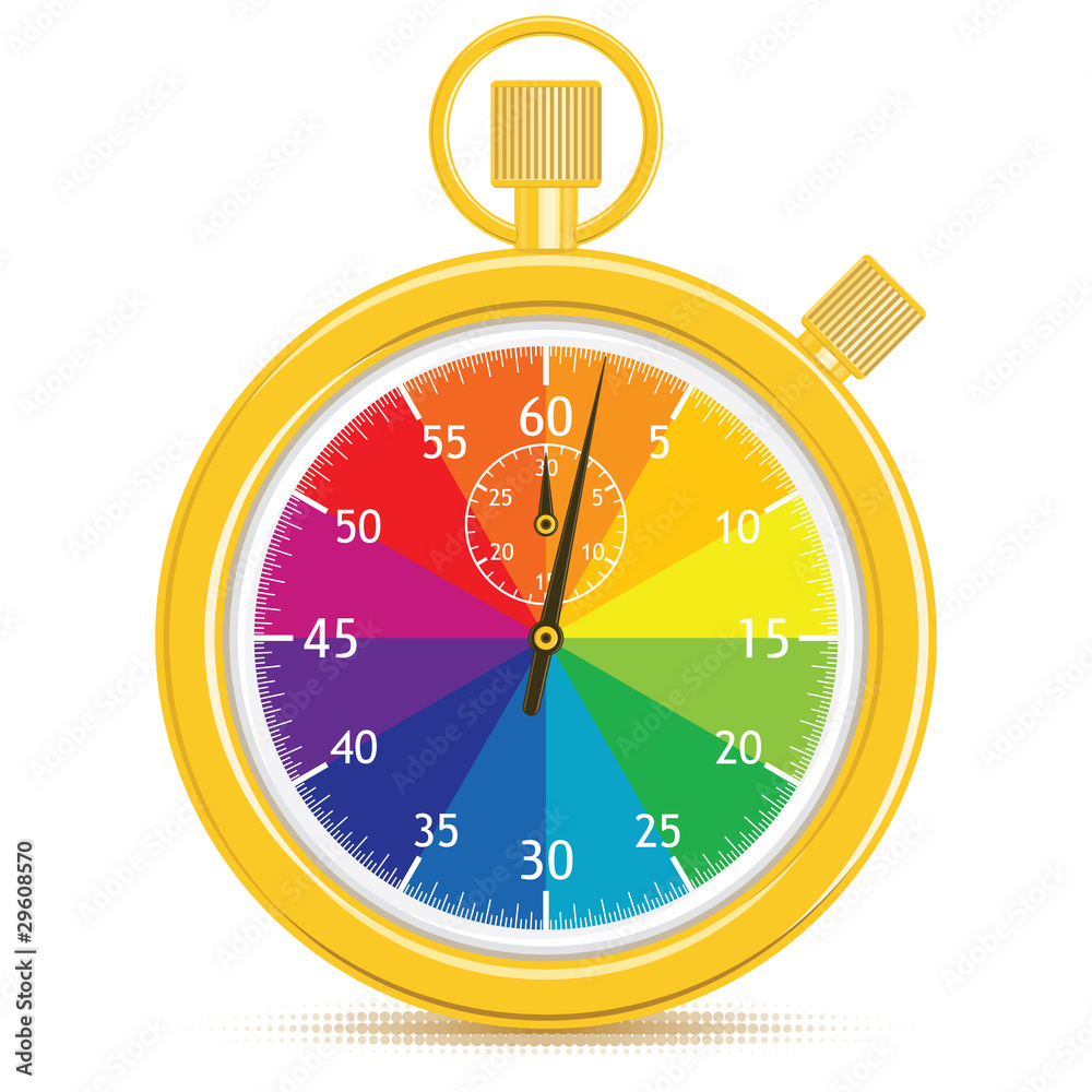 Designer's Stopwatch. Gold timer, with a color wheel face. Stock Vector ...