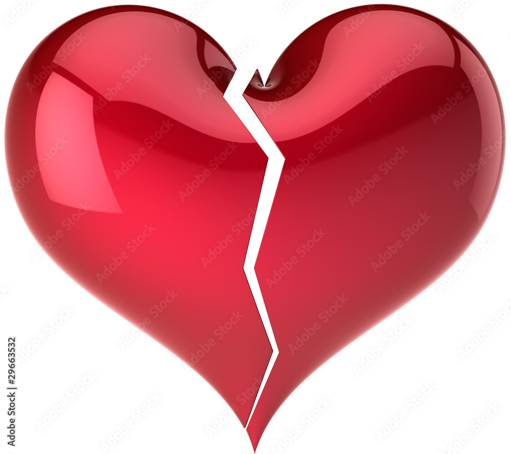 Broken heart shape classic. Fall out of Love abstract Stock Photo ...