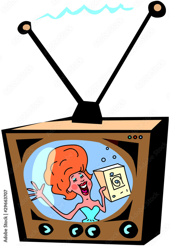 Cartoon vintage TV Stock Vector | Adobe Stock