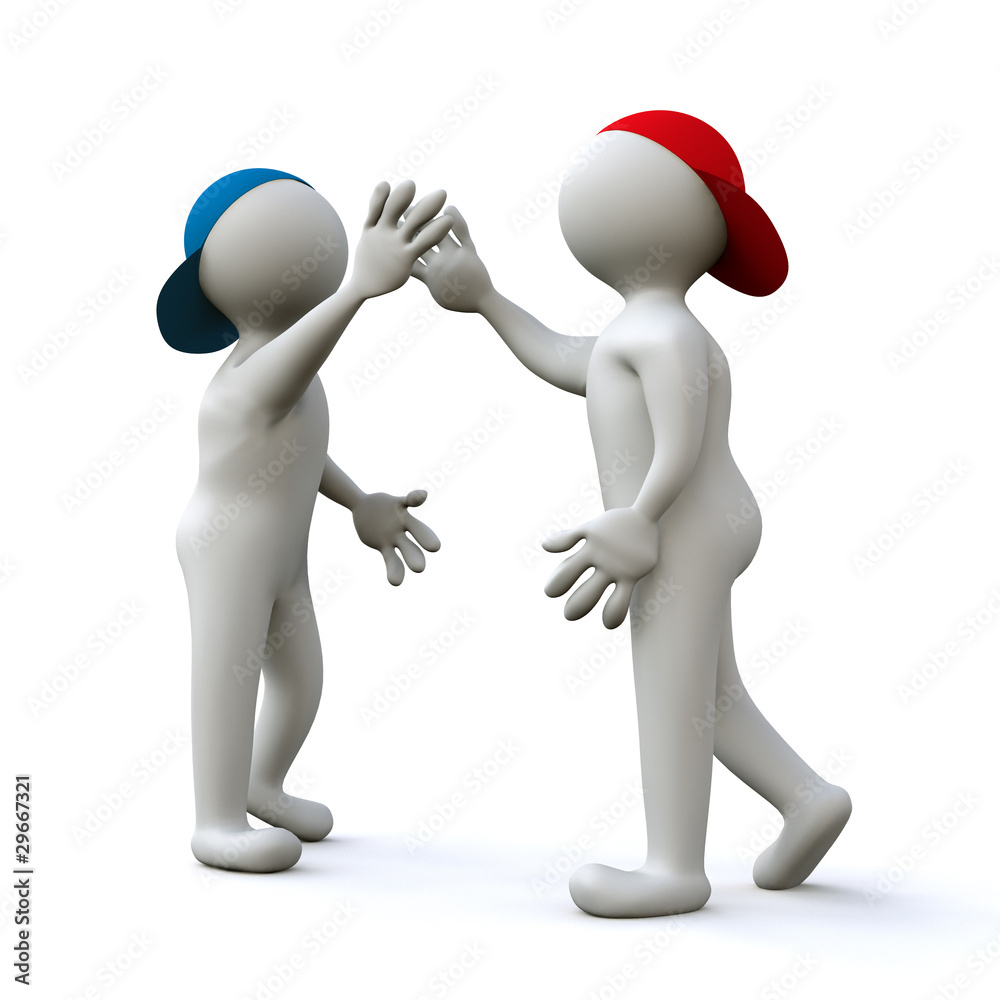 3D Man give me five ilustración de Stock | Adobe Stock