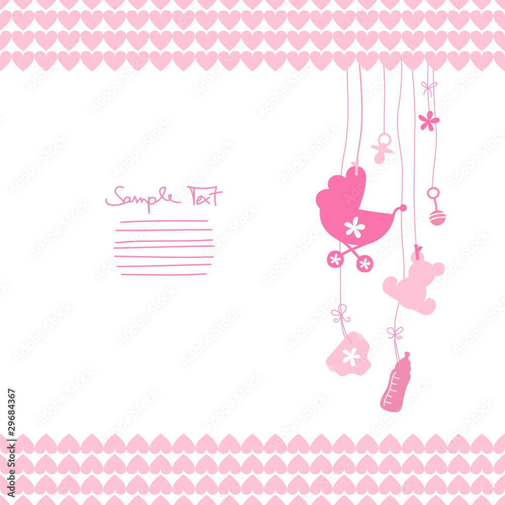 Baby Symbols Border Girl Pink Stock Vector | Adobe Stock