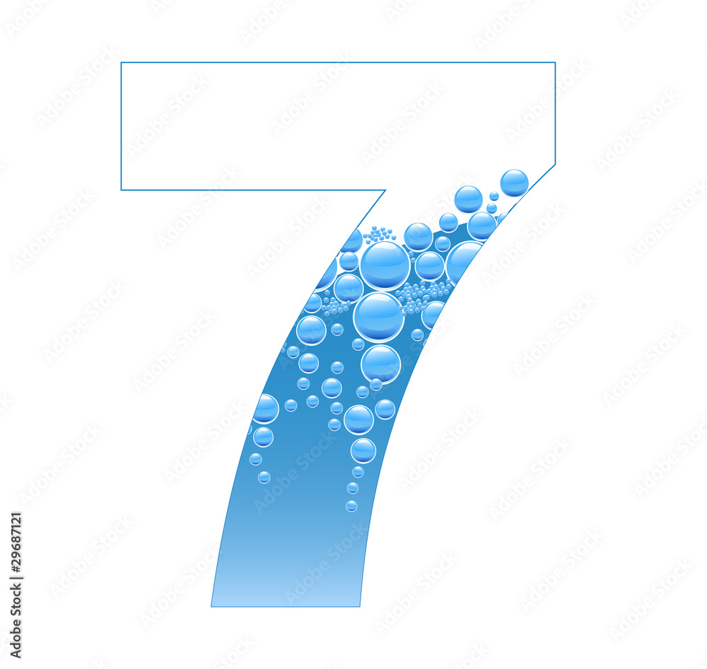 Bubbles and Water Isolated Alphabet Number Seven 7 Stock Vector | Adobe ...