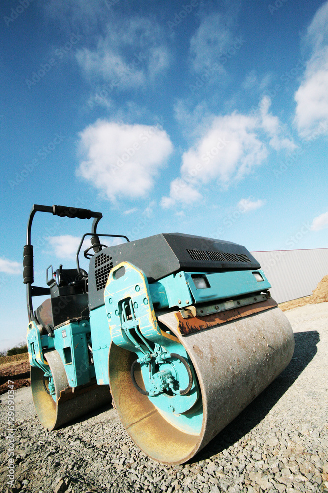rouleau compresseur sur chantier pour compactage chaussée Stock Photo ...
