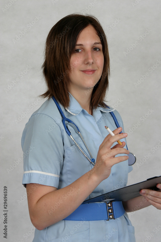 Smoking nurse Stock Photo | Adobe Stock