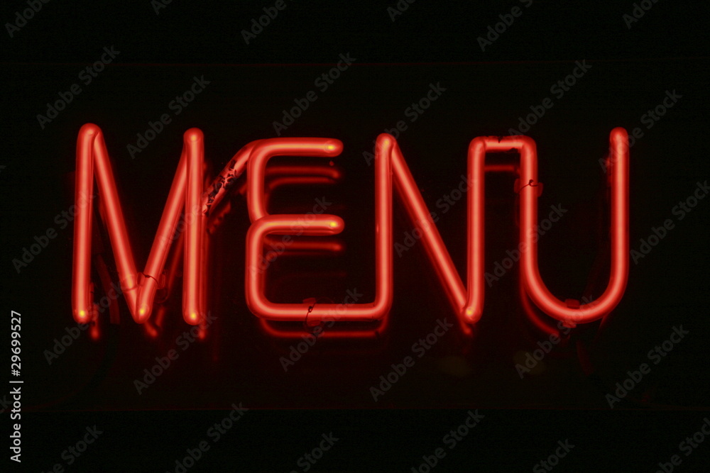 Menu neon signage Stock Photo | Adobe Stock