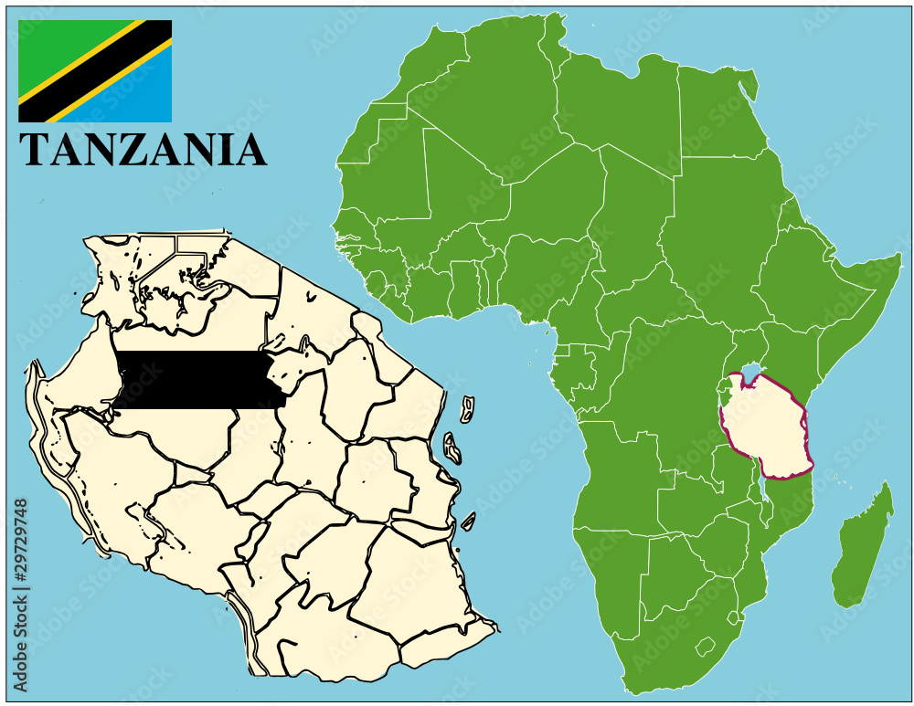 Tanzania emblem map africa world business success background Stock ...