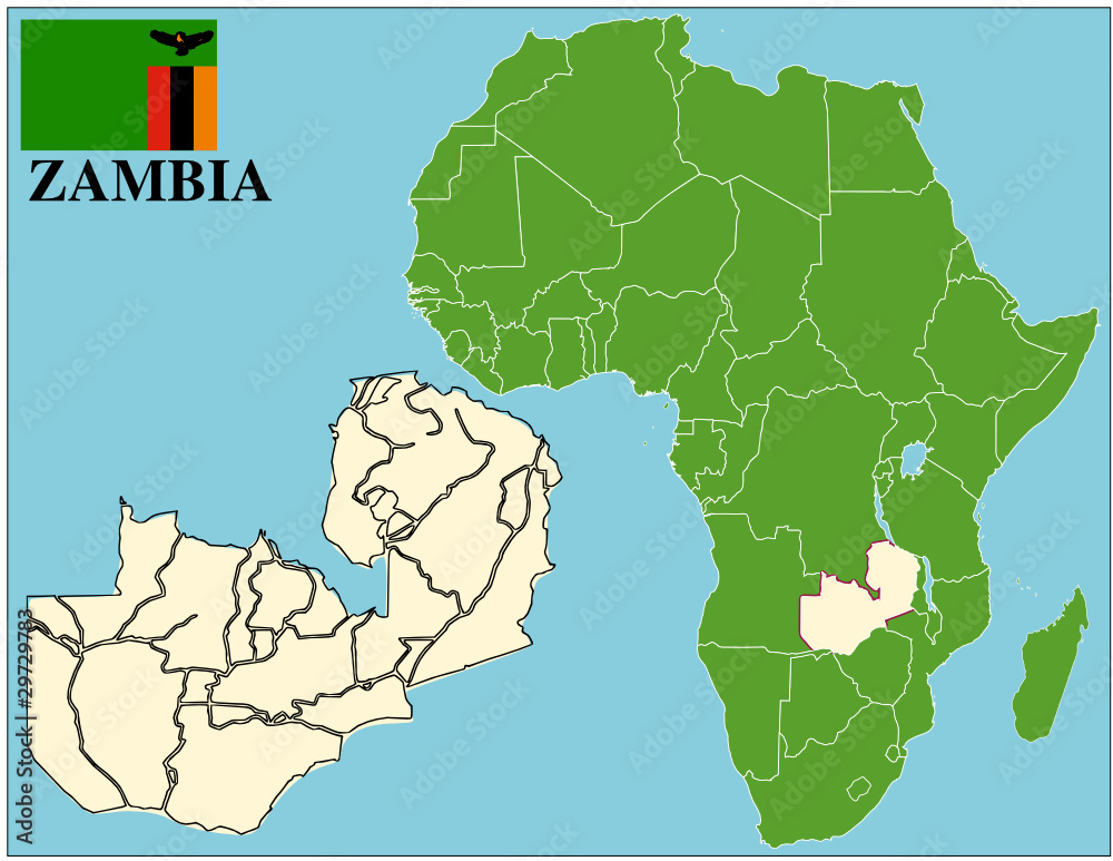 Africa Zambia Map