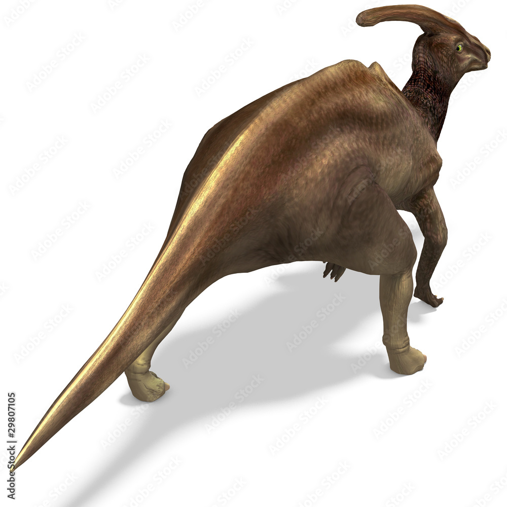 Dinosaur Parasaurolophus. 3D rendering with clipping path and Stock ...