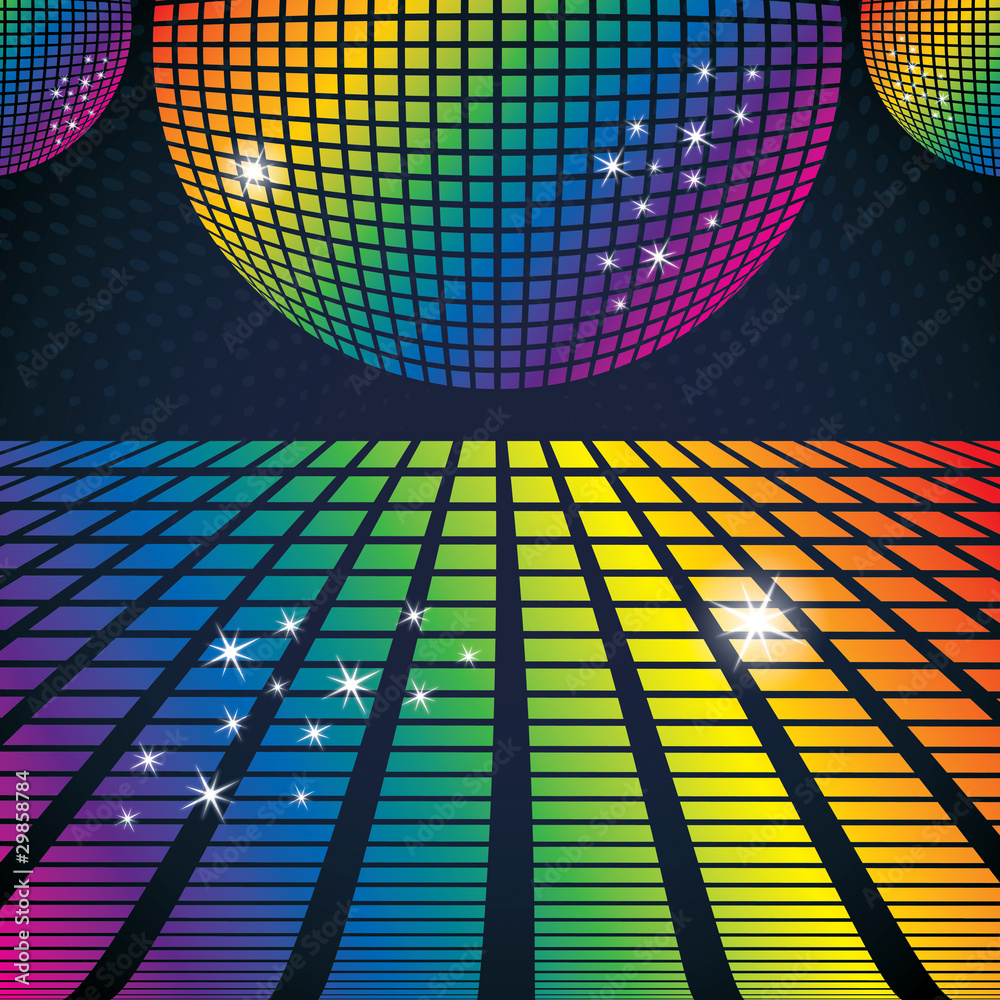 Vector illustration of abstract party background with disco ball Stock ...