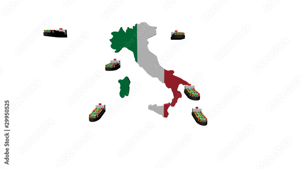 Italy map flag with container ships departing animation Stock Video ...