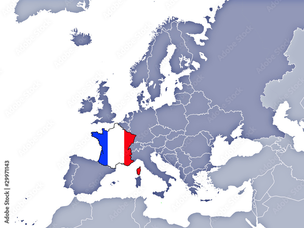 France location on Europe's map with flag Stock Illustration | Adobe Stock