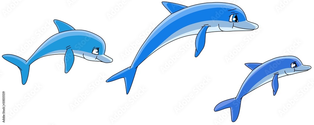 Cartoon dolphins. Vector illustration. Stock Vector | Adobe Stock