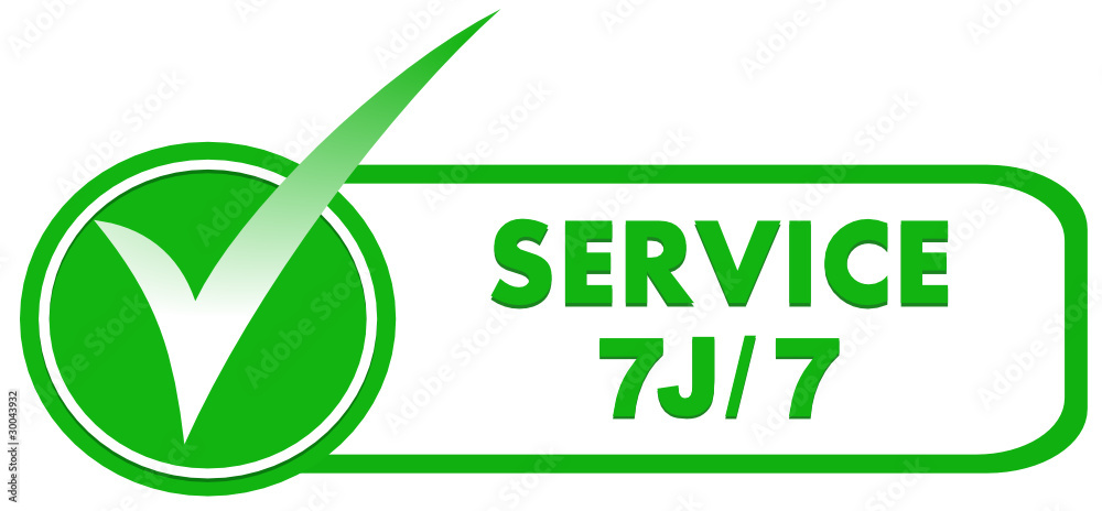 service 7 jours sur 7 sur symbole validé vert Stock Vector | Adobe Stock