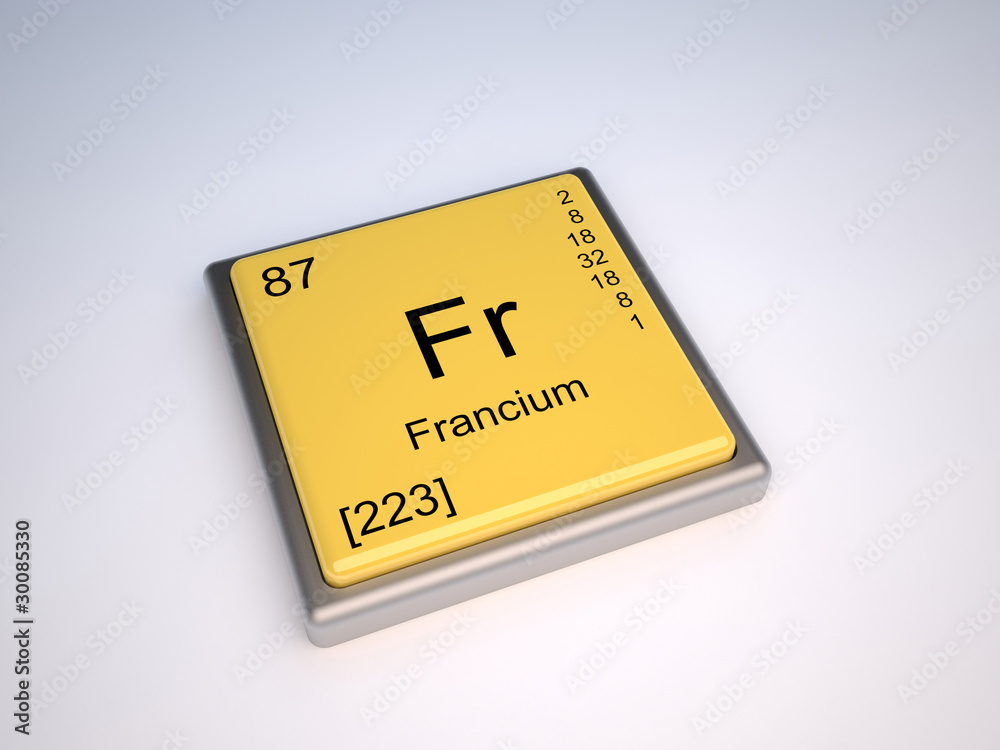 Francium chemical element of the periodic table with symbol Fr Stock ...