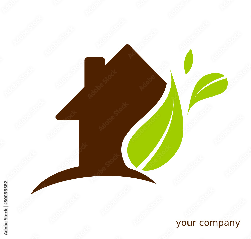 Logo maison feuilles Stock Vector | Adobe Stock