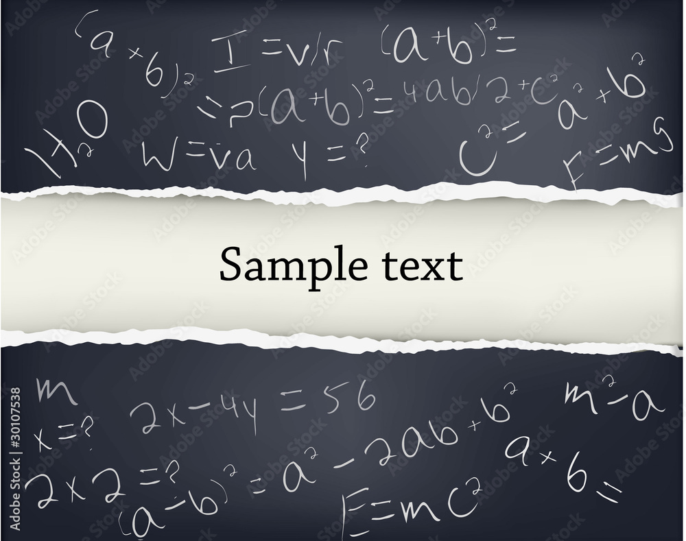 Ripped black paper with formulas. Vector illustration. Stock Vector ...