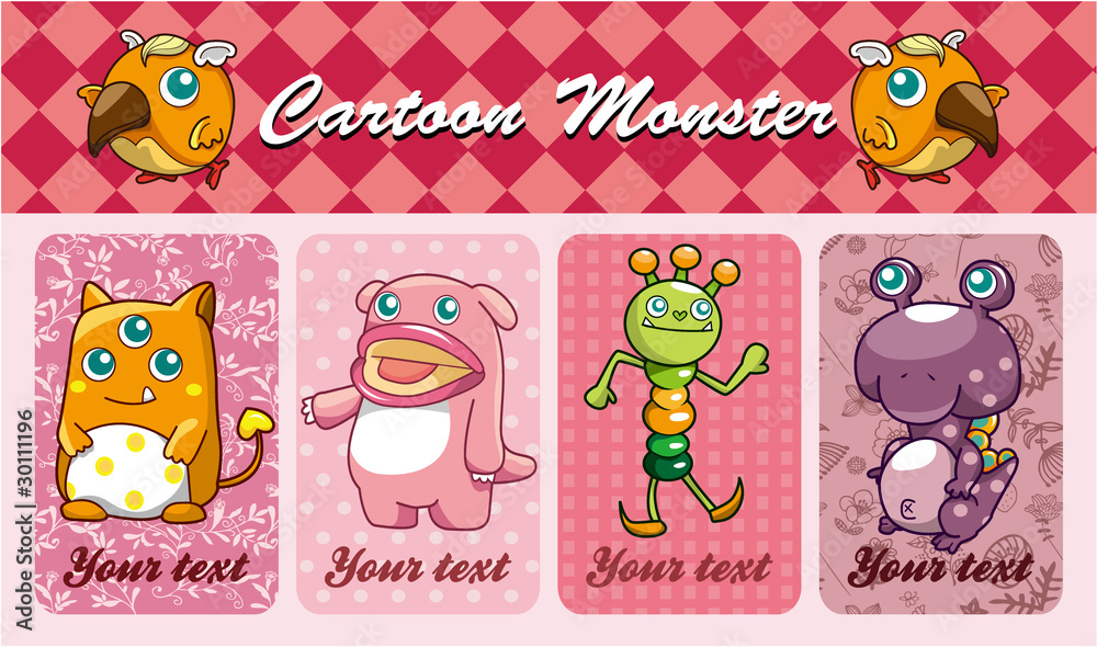 cartoon monster card Stock Vector | Adobe Stock