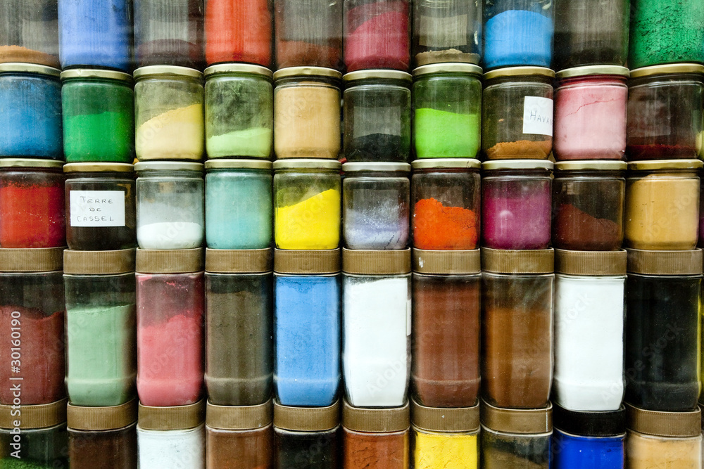 Jars of Powdered Dye Stacked in a Storefront Stock Photo | Adobe Stock