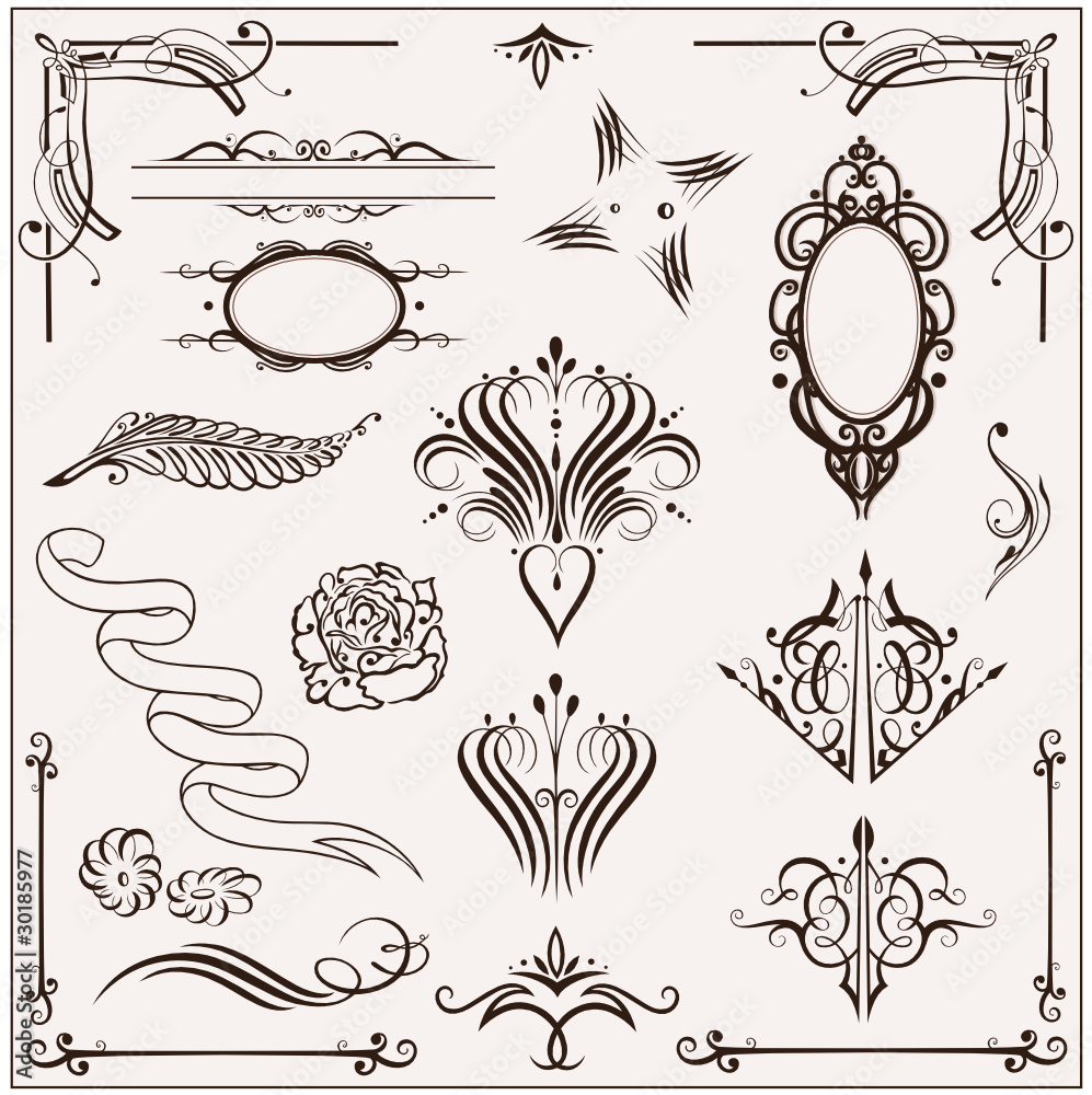 Kalligraphie, vector set, filigran, design elements Stock Vector ...