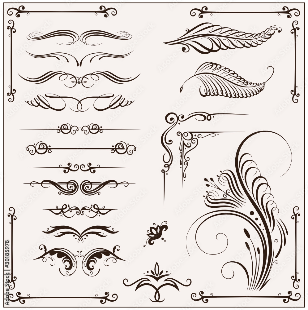 Kalligraphie, vector set, filigran, design elements Stock Vector ...