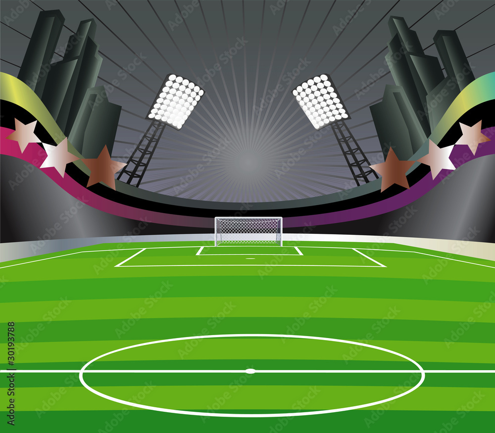 Soccer background with stadium and field. Stock Vector | Adobe Stock