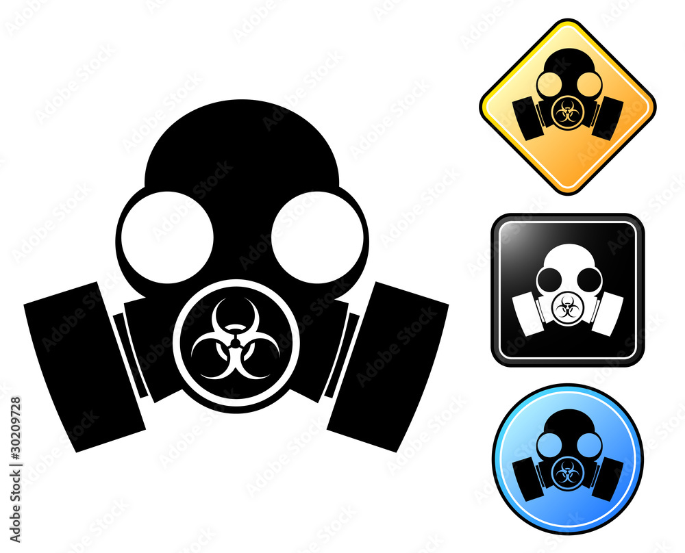 Gas mask biohazard pictogram and signs Stock Vector | Adobe Stock