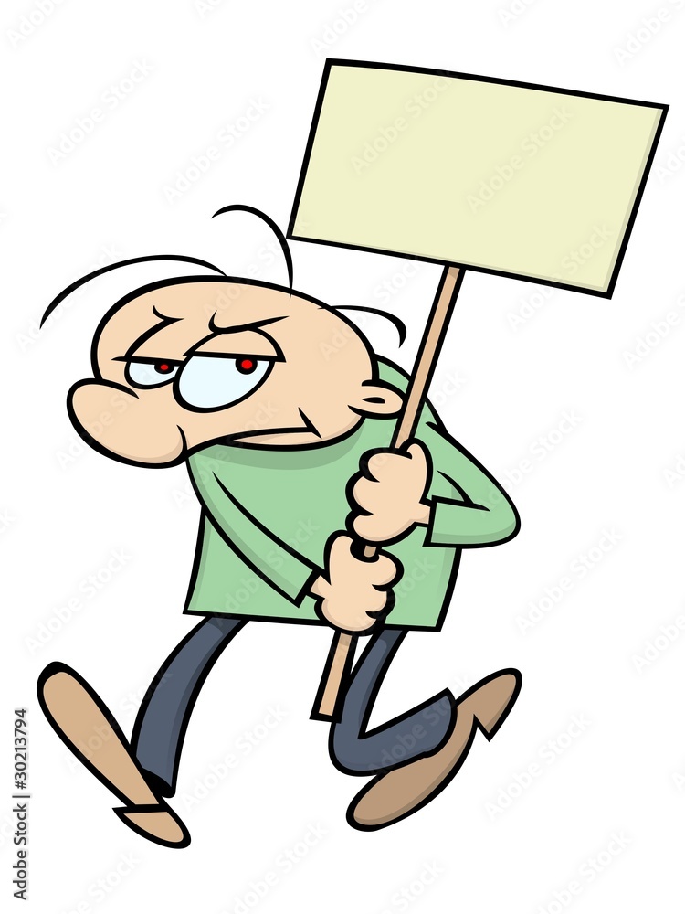 Angry demonstrating cartoon character holding a sign Stock Vector ...