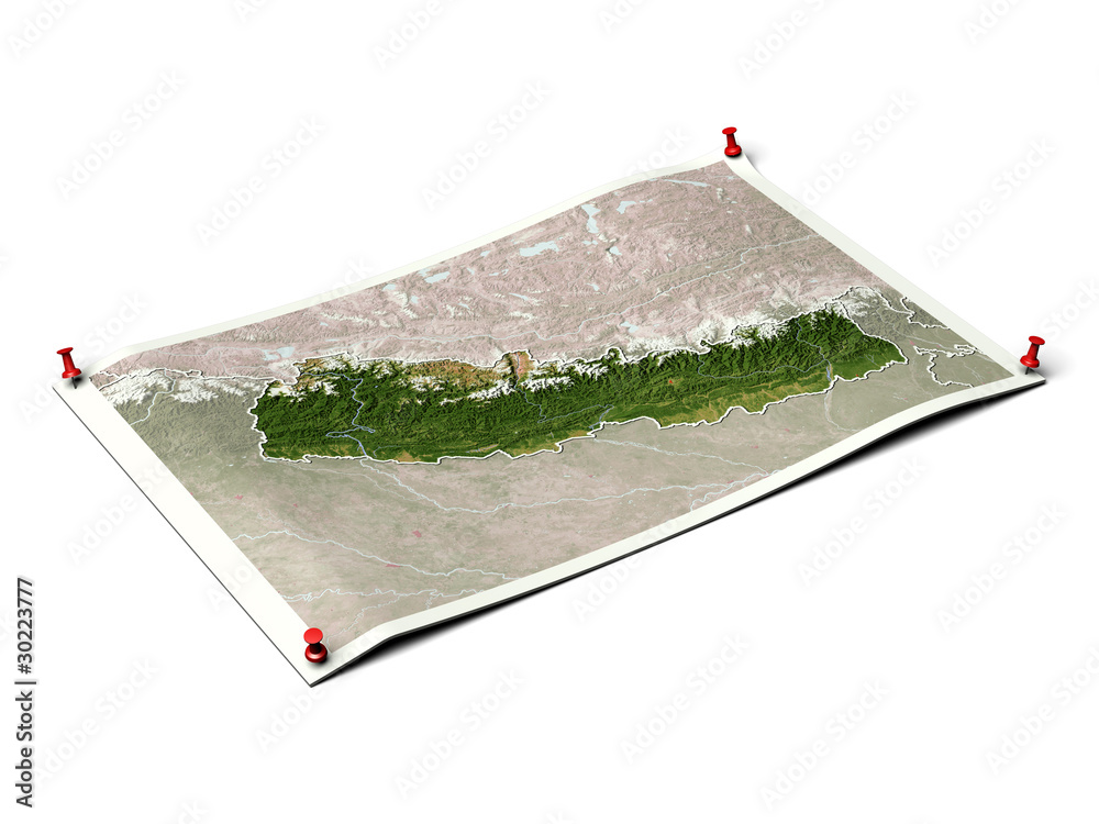 Nepal on unfolded map sheet. Stock Illustration | Adobe Stock