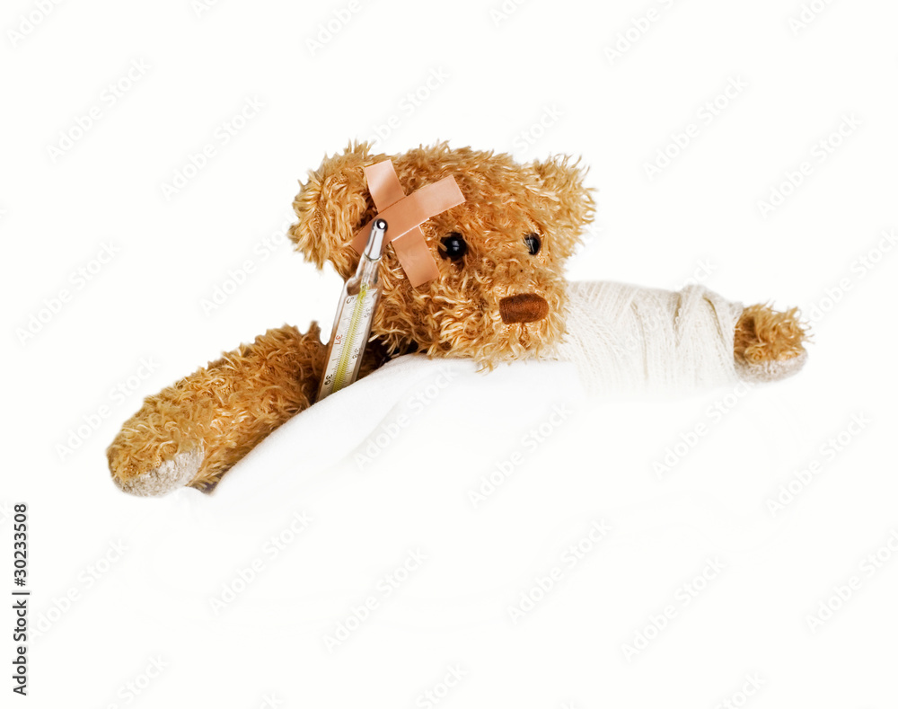 Teddy Bear as a patient - with arm broken Stock Photo | Adobe Stock