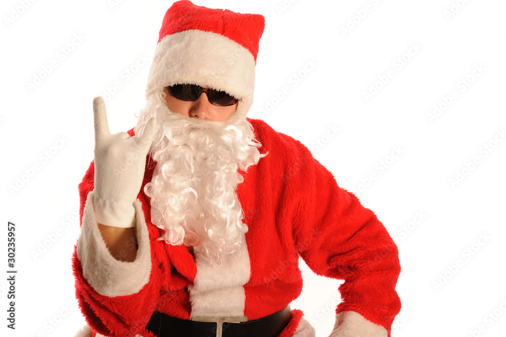 Bad santa is making devil sign Stock Photo | Adobe Stock