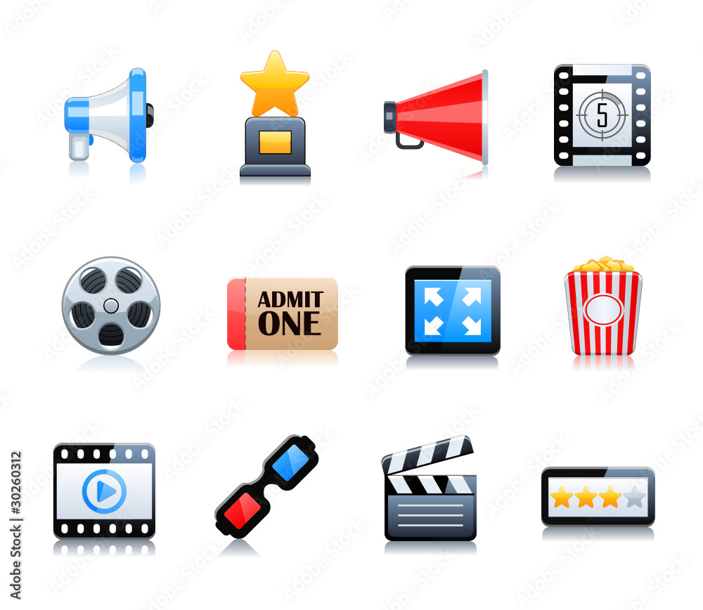 Cinema symbols vector set Stock Vector | Adobe Stock