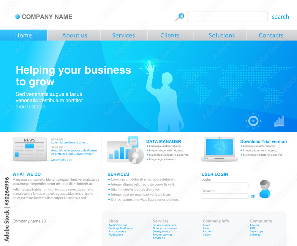 Corporate blue website template new 2011 design Stock Illustration ...