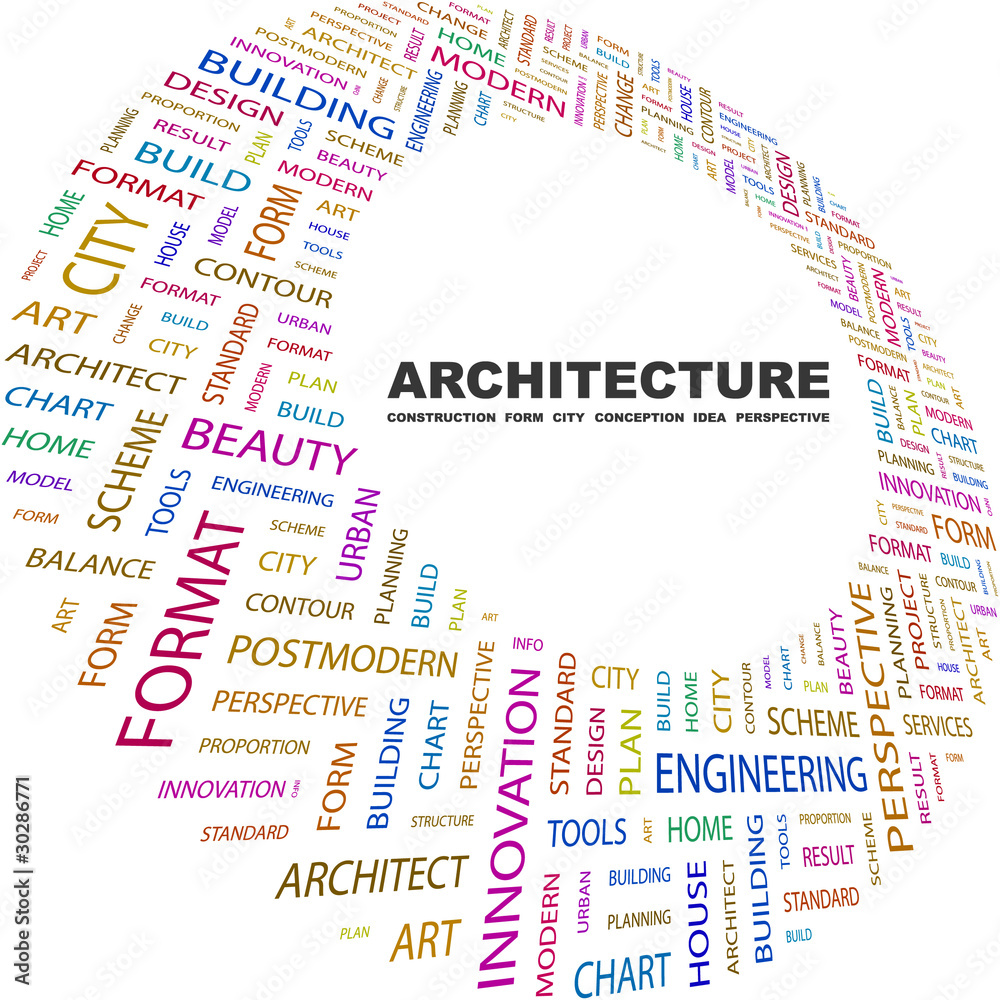 ARCHITECTURE. Word collage on white background. Stock Vector | Adobe Stock