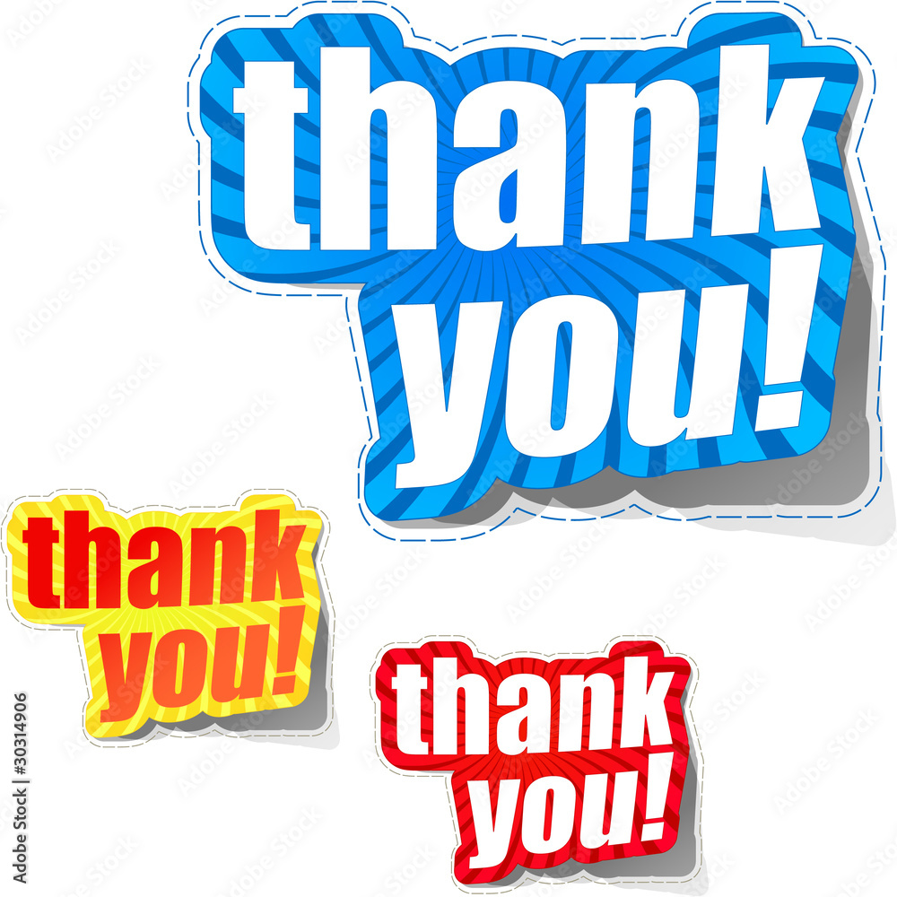 THANK YOU. Sticker collection. Vector illustration. Stock Vector ...