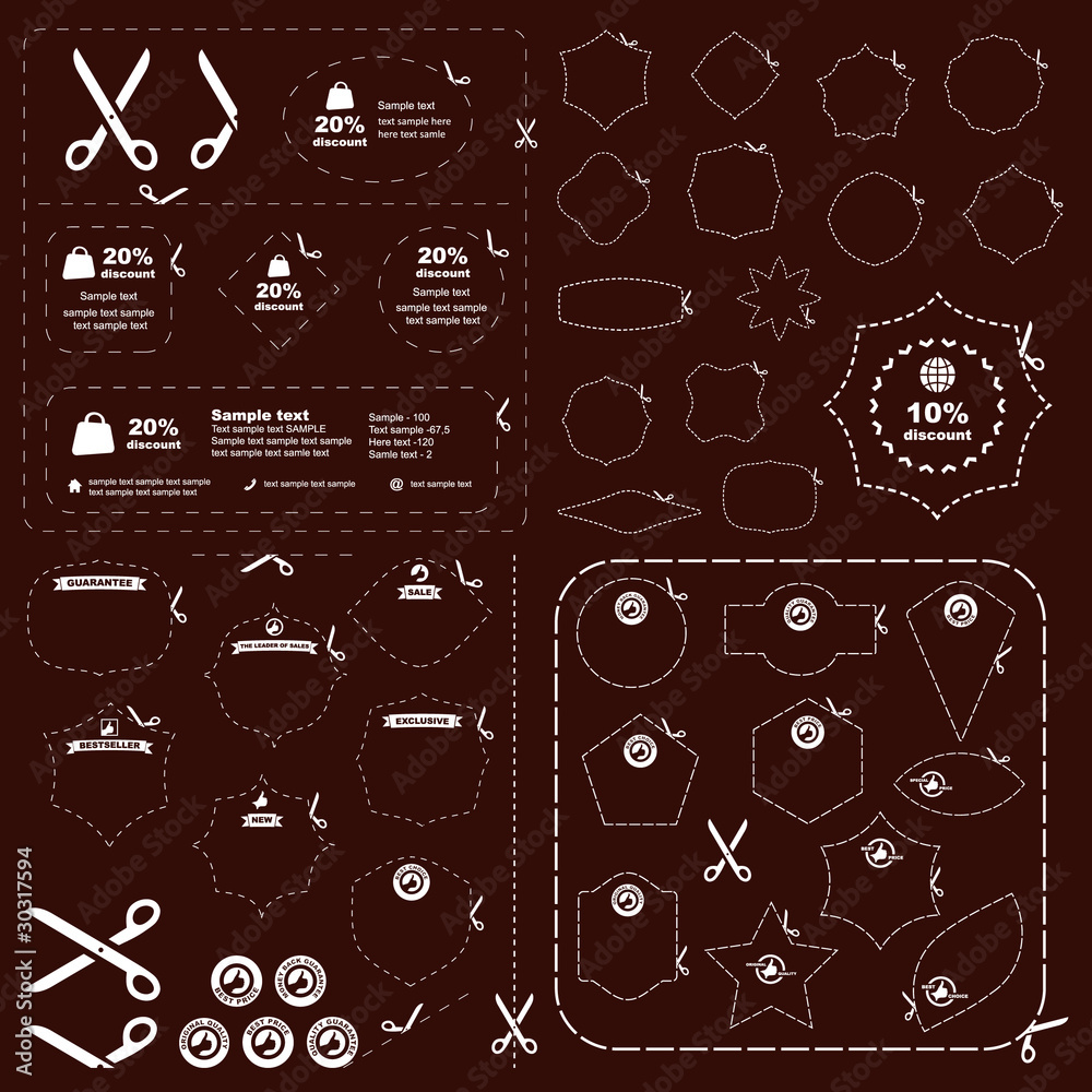 Vector scissors with cut lines templates to choose form Stock Vector ...