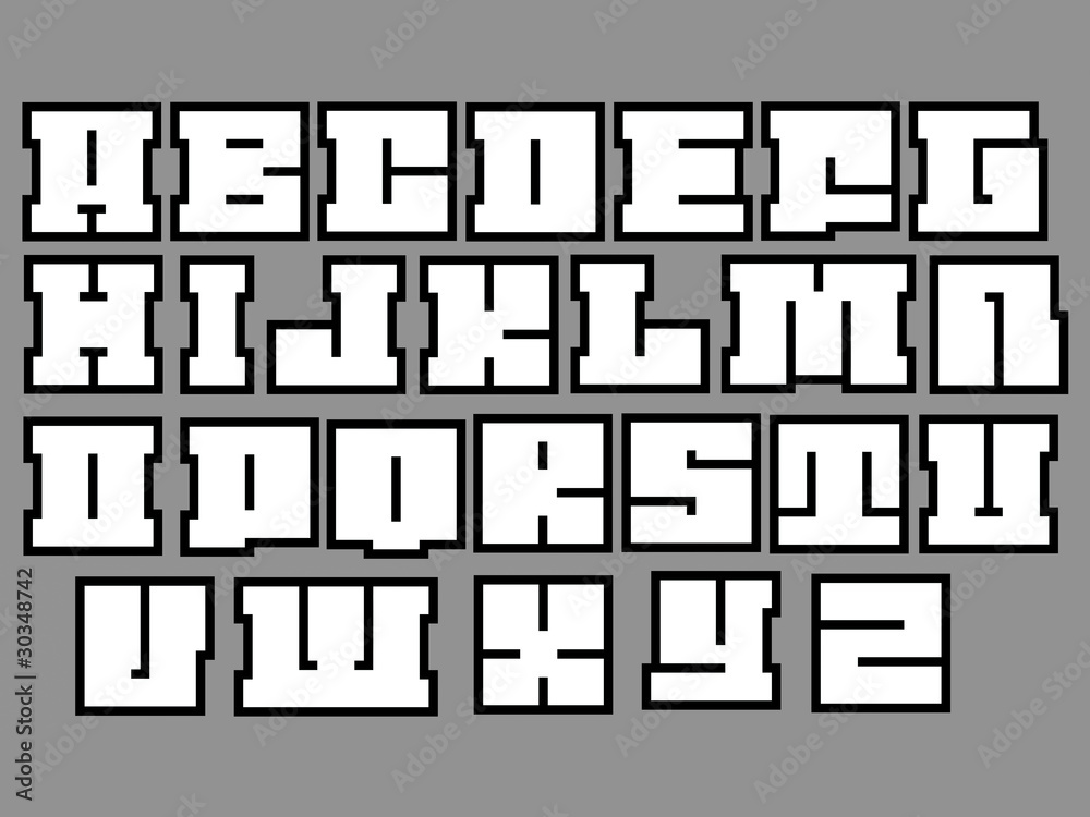 cubic blocky pixel like alphabet fonts Illustration Stock | Adobe Stock
