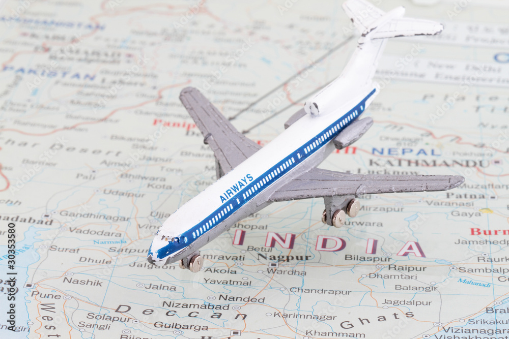 Toy Airplane on map of India. Stock Photo | Adobe Stock
