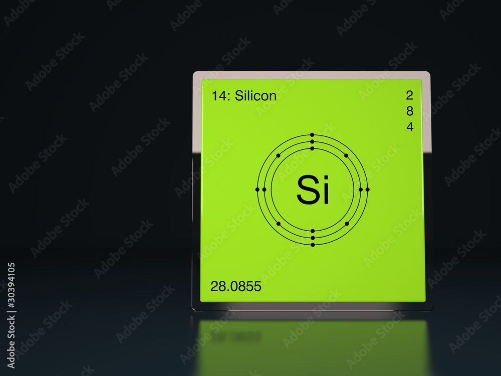 Silicon chemical element of the periodic table with symbol Si Stock ...