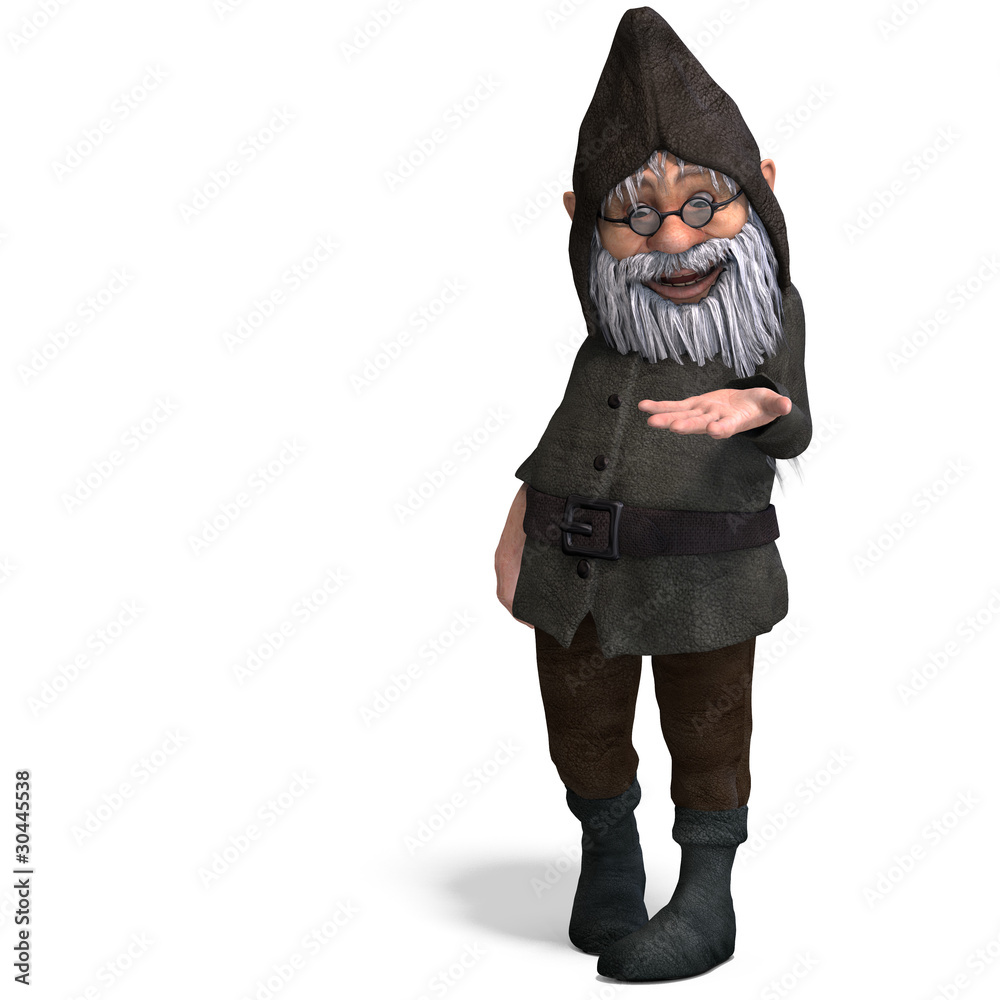 cute and funny cartoon garden gnome.3D rendering with clipping Stock ...