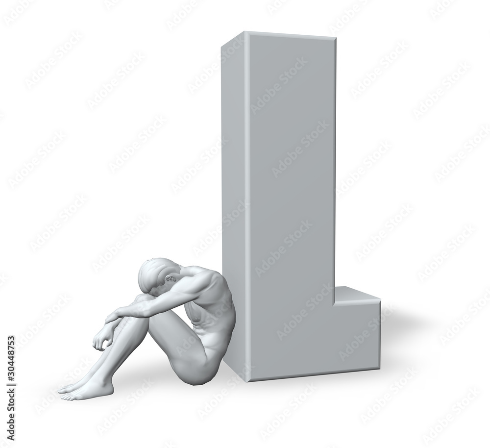 sitting man leans on uppercase letter l Stock Illustration | Adobe Stock